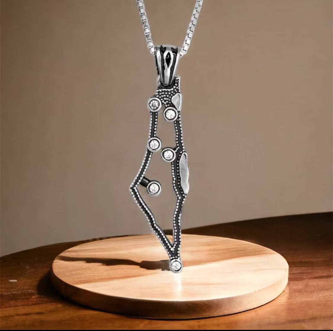 Sterling Silver Map of Israel Necklace - Cubic Zirconia Outline or Dia ...