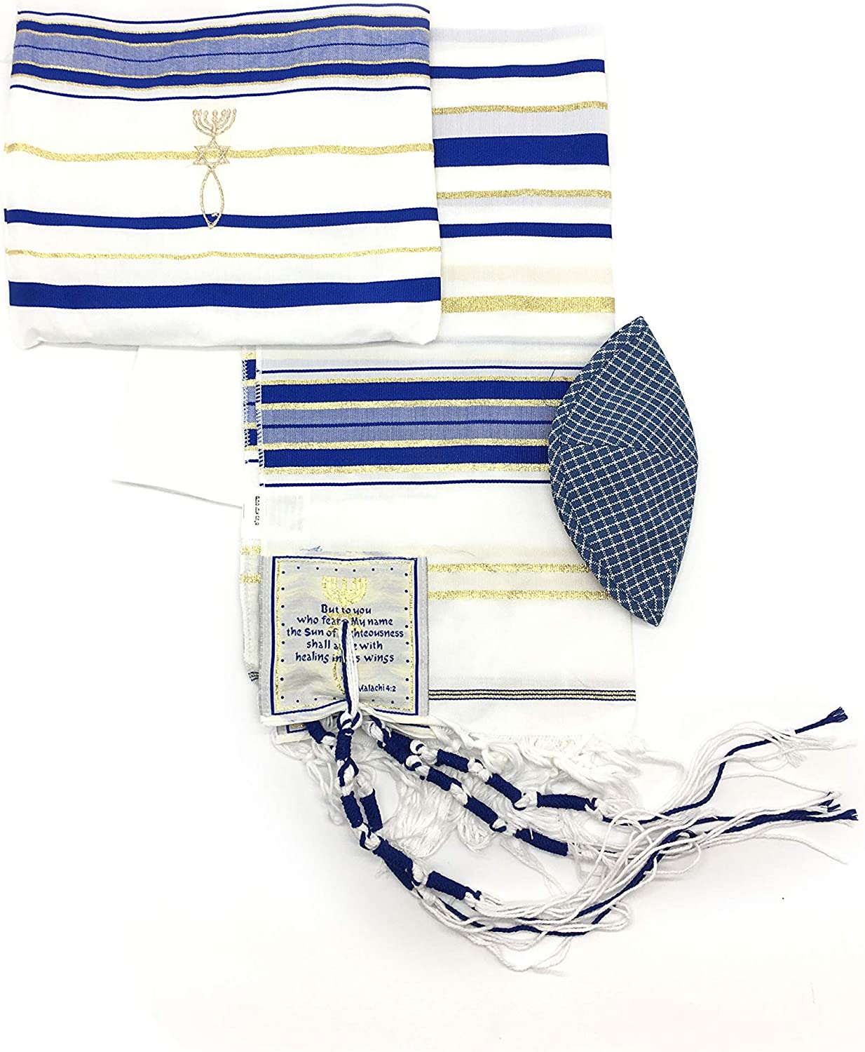 Messianic Tallit Prayer Shawl Covenant in English/Hebrew with Bag and ...