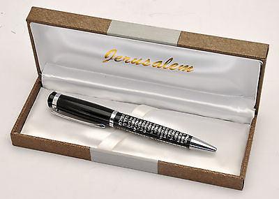 Prayer For Traveler Black & Silver Blessing Pen From Jerusalem in Hebr ...
