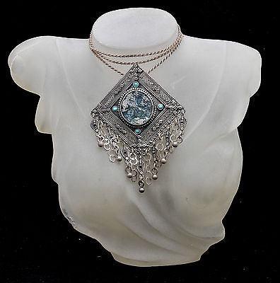 Roman Glass Stone Necklace Silver 925 Hand Made Special Chain Certific ...